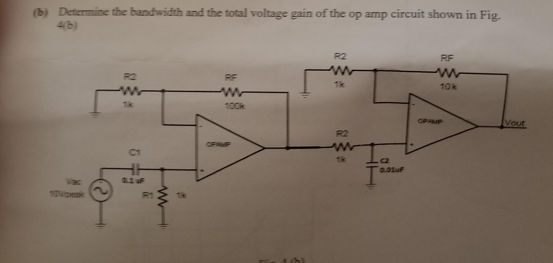 Solved (b) ﻿Detemmine the bandwidth and the total voltage | Chegg.com
