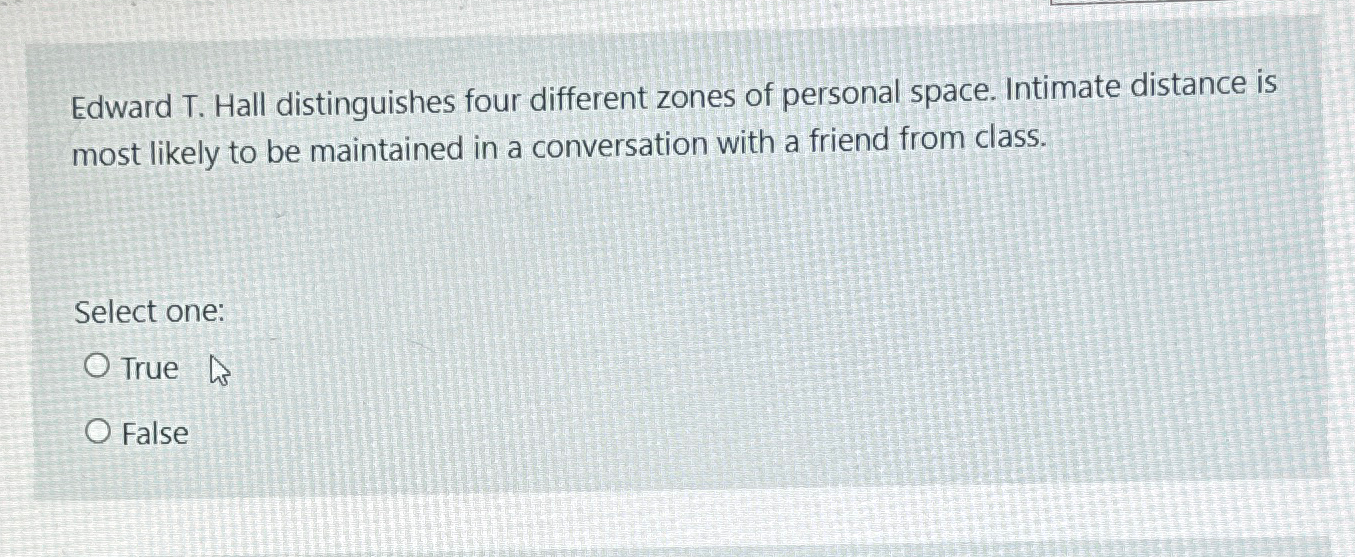 Solved Edward T. ﻿Hall distinguishes four different zones of | Chegg.com