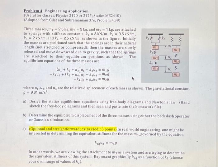 Solved Three masses, m1=2.5 kg,m2=3 kg, and m3=1 kg, are | Chegg.com