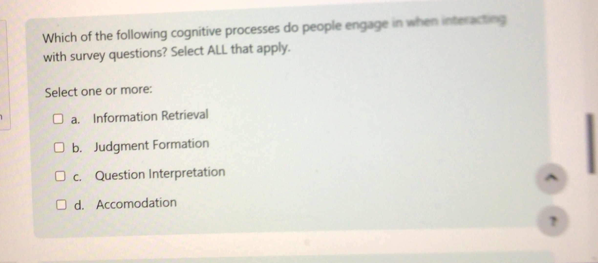 Solved Which of the following cognitive processes do people | Chegg.com