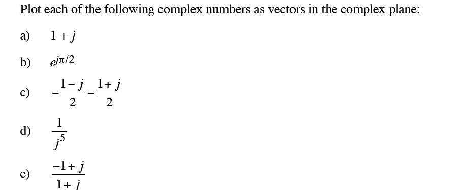 Solved Plot each of the following complex numbers as vectors | Chegg.com