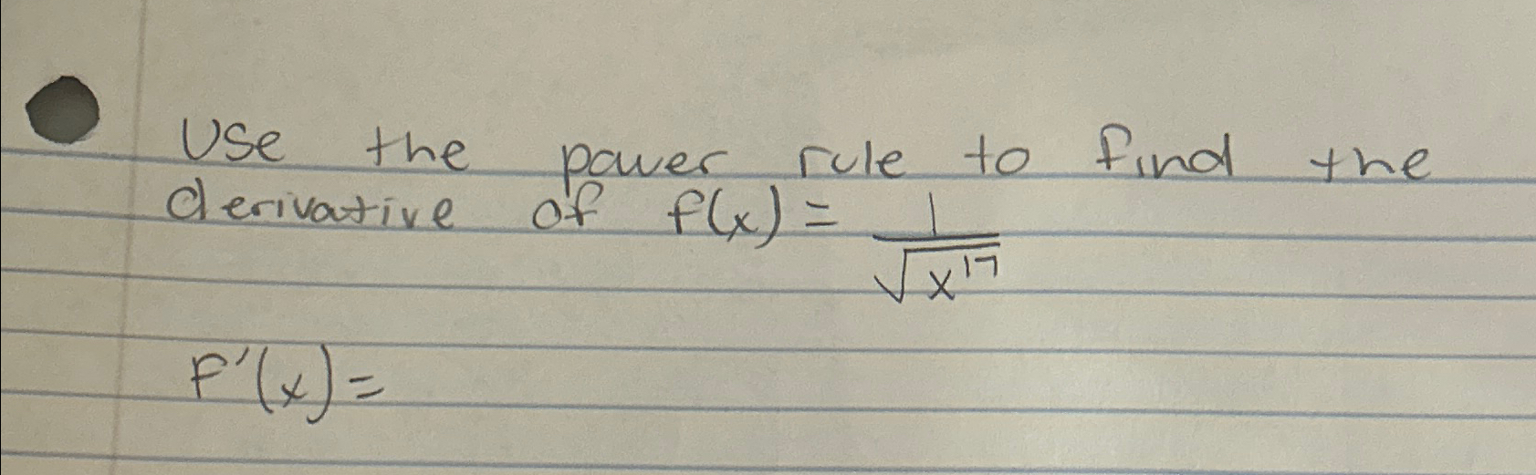 Solved Use the power rule to find the derivative of | Chegg.com