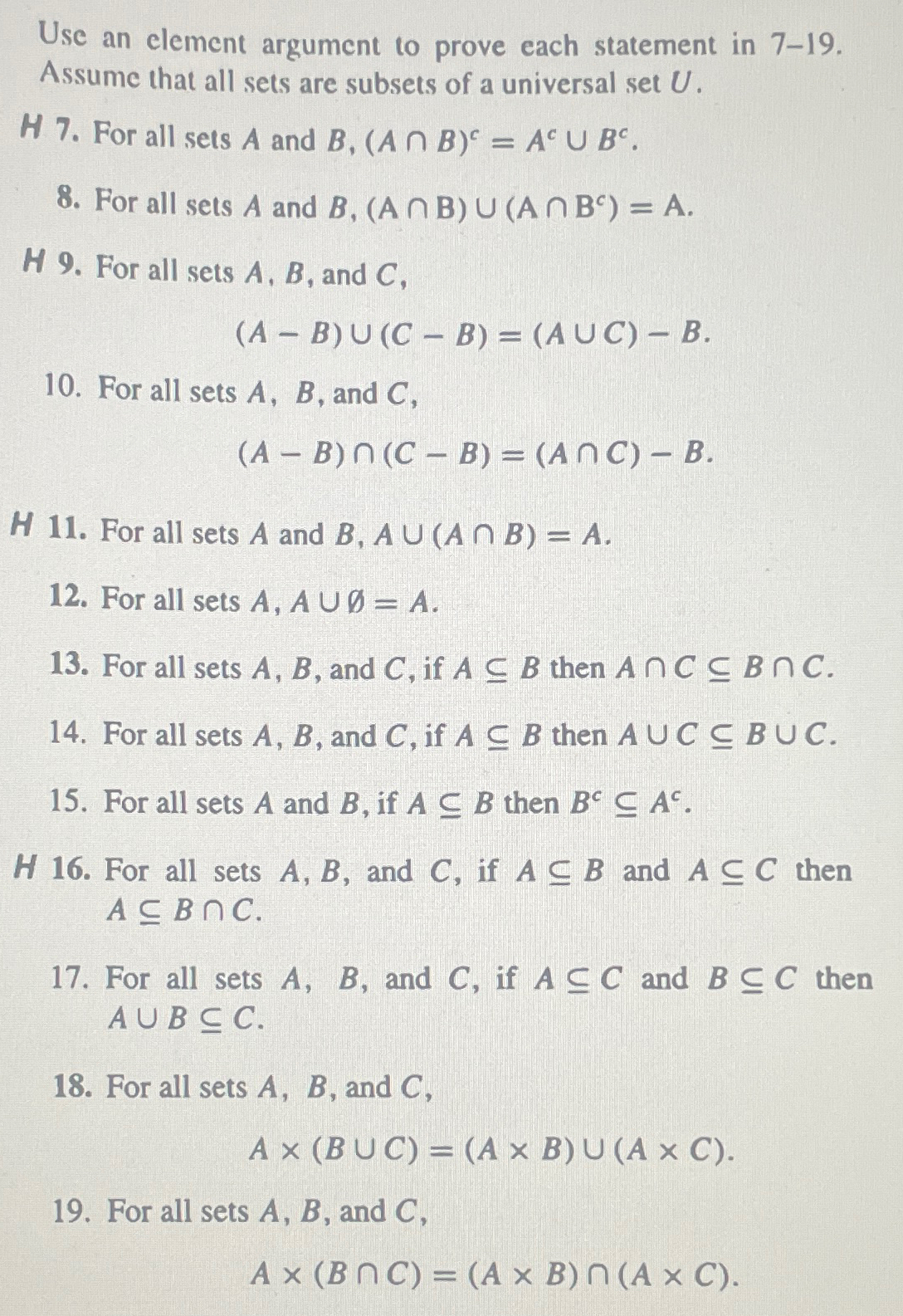 Solved Use an element argument to prove each statement in | Chegg.com