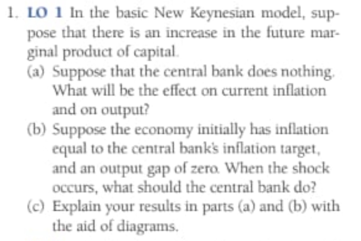 Solved 1. ﻿LO 1 ﻿In the basic New Keynesian model, suppose | Chegg.com