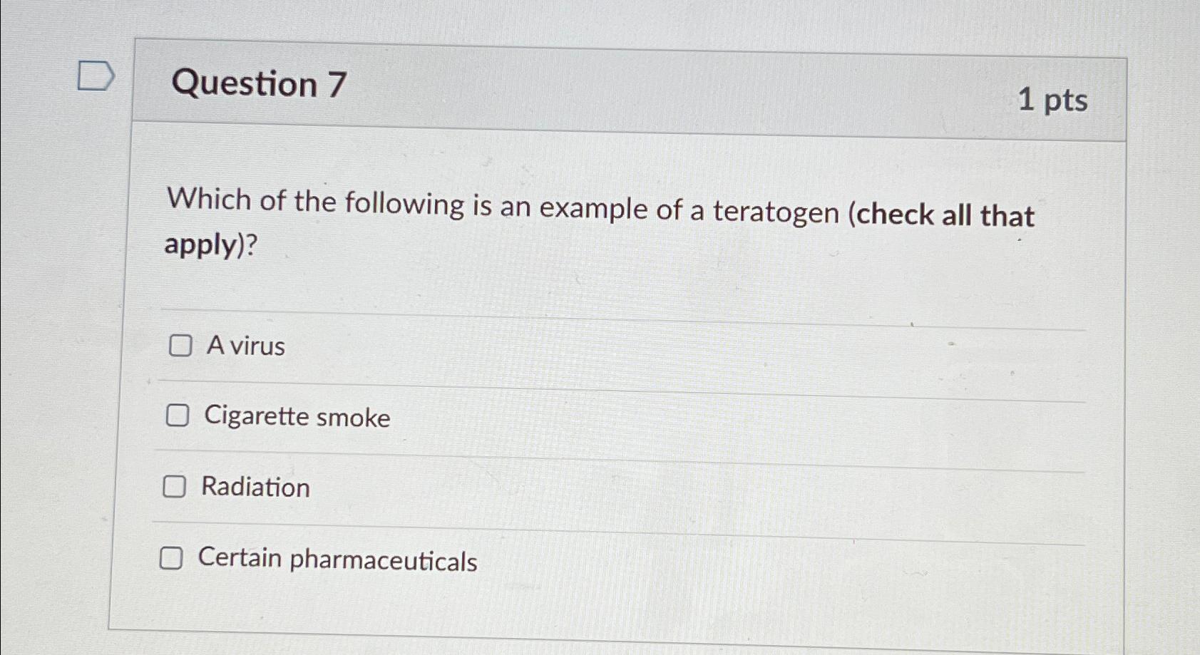 Solved Question 71ptsWhich of the following is an example of | Chegg.com