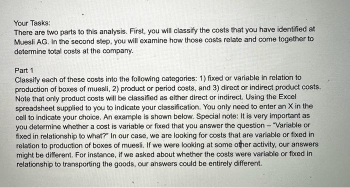 Solved Your Tasks: There are two parts to this analysis. | Chegg.com