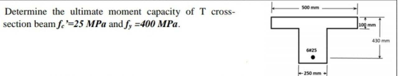 Solved 500 mm Determine the ultimate moment capacity of T | Chegg.com