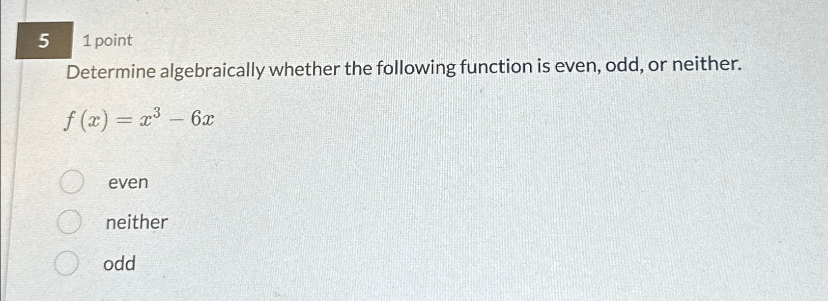 Solved 51 pointDetermine algebraically whether the | Chegg.com Solved 51 pointDetermine algebraically whether the | Chegg.com