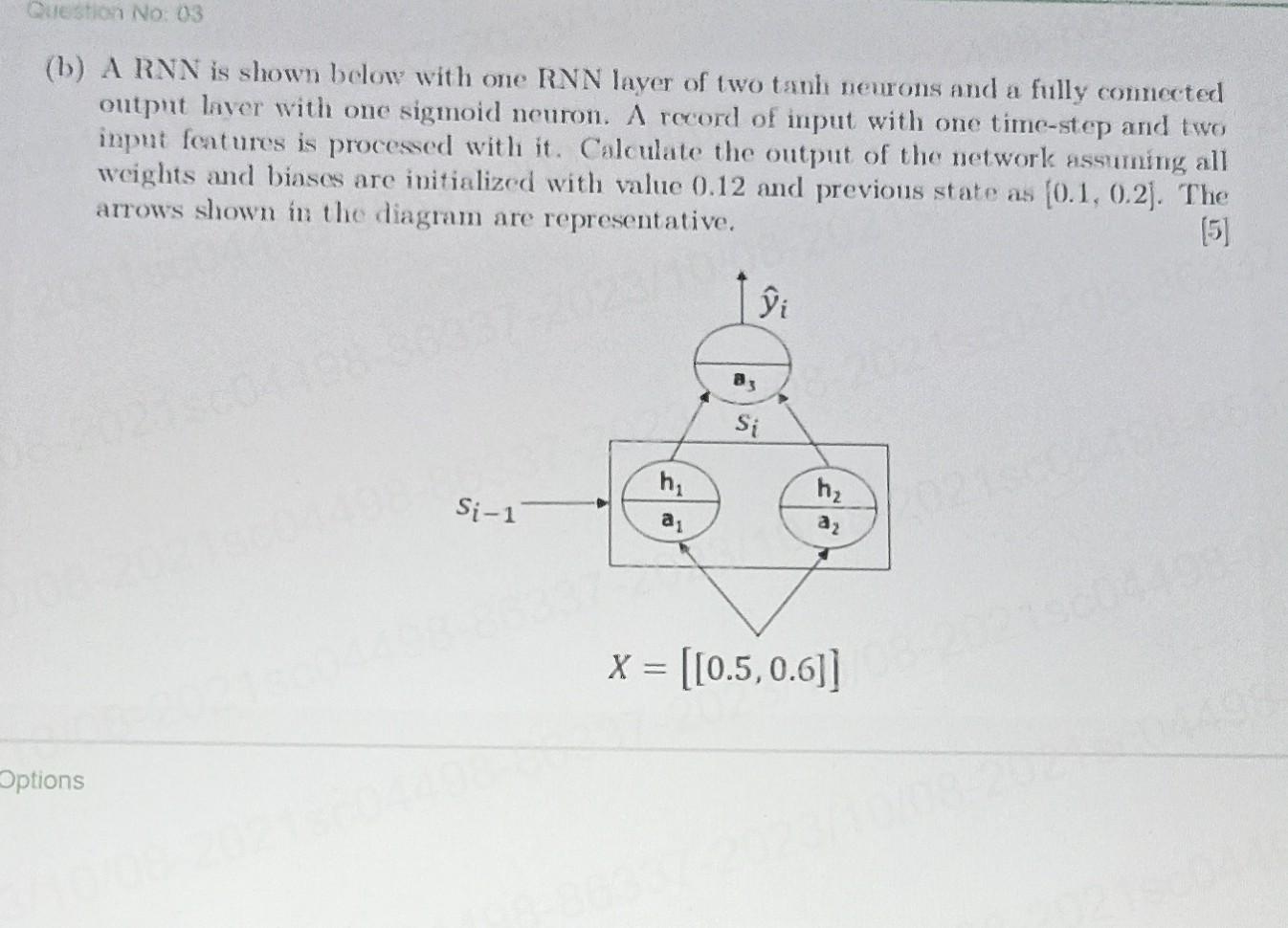 Solved B A Rnn Is Shown Below With One Rnn Layer Of Two 