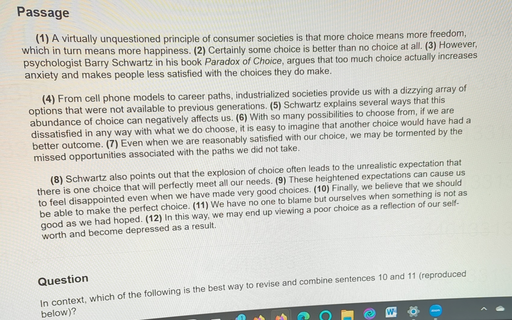 Solved Passage(1) ﻿A virtually unquestioned principle of | Chegg.com