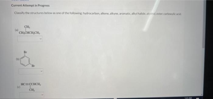 Solved Current Attempt in Progress Classify the structures | Chegg.com