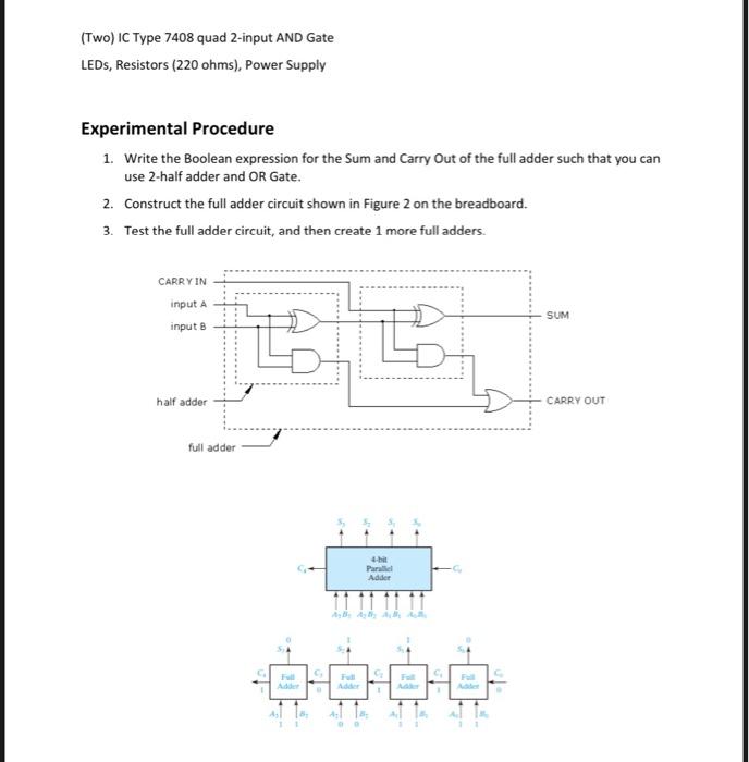 Solved To design and simulate a Parallel Adder logic | Chegg.com
