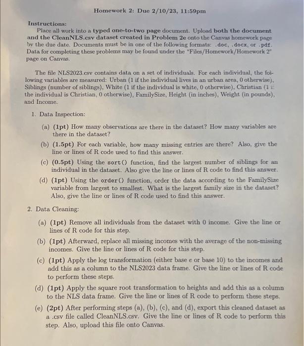 Instructions: Place all work into a typed one-to-two | Chegg.com