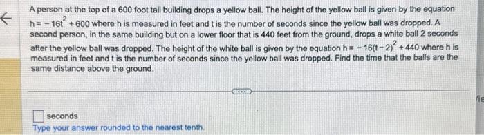 Solved A person at the top of a 600 foot tall building drops | Chegg.com