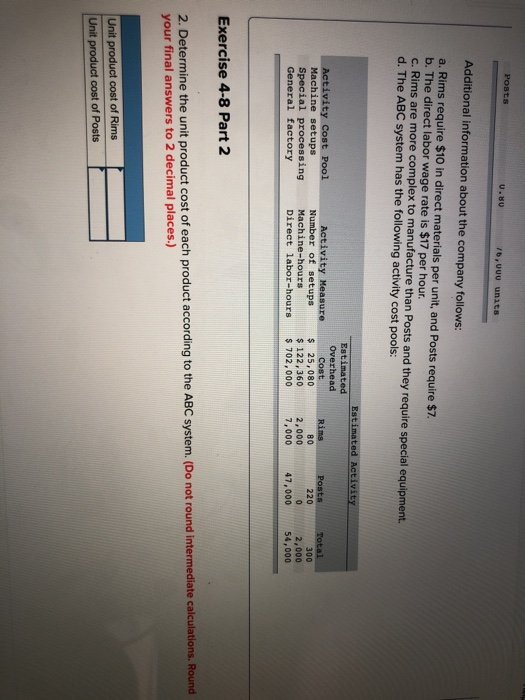 Solved Jovu Required information Exercise 4-8 Computing ABC | Chegg.com