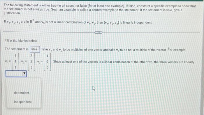 Solved The following statement is either true (in all cases) | Chegg.com