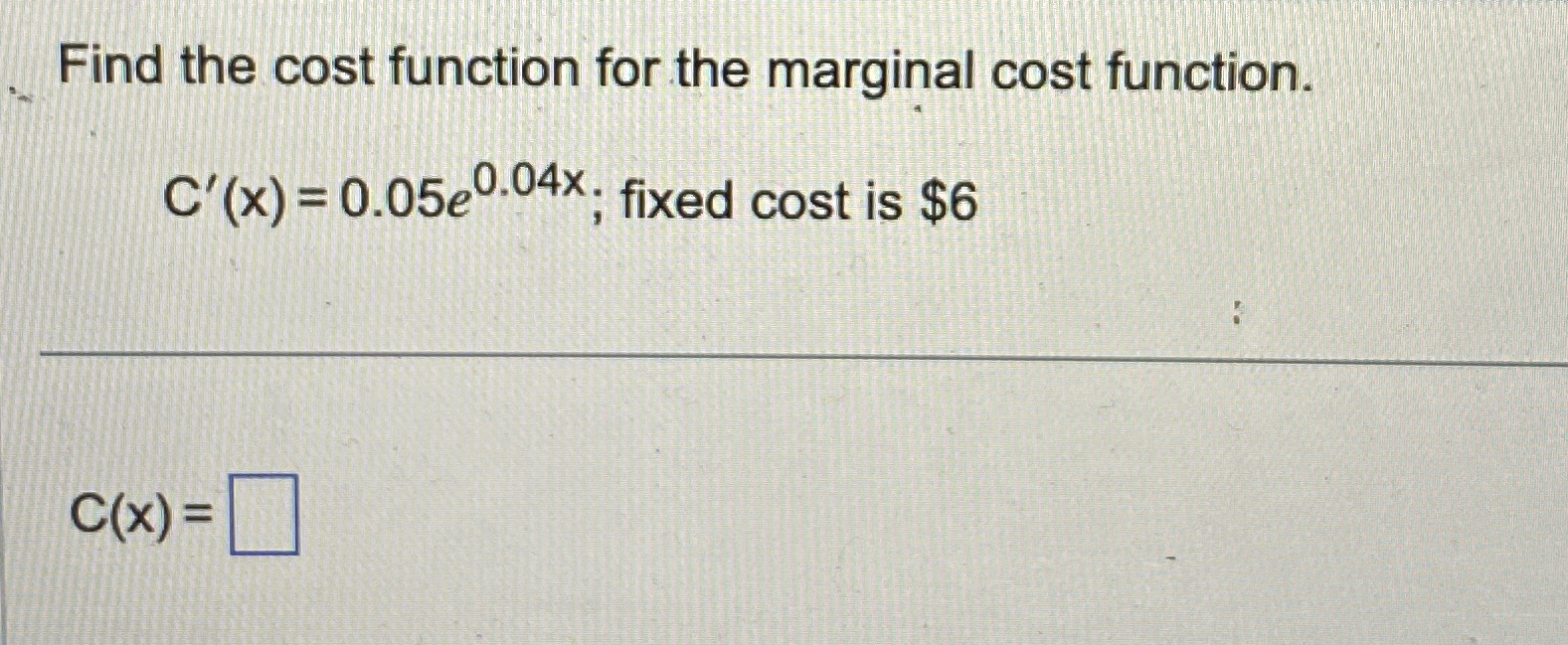 Solved Find the cost function for the marginal cost | Chegg.com