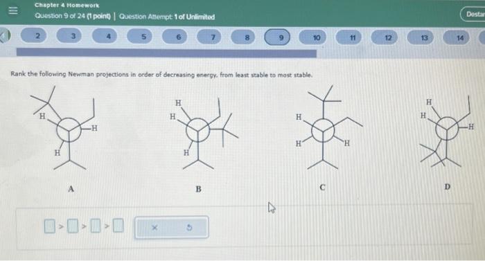 Solved Rank the following Newman projections in order of | Chegg.com