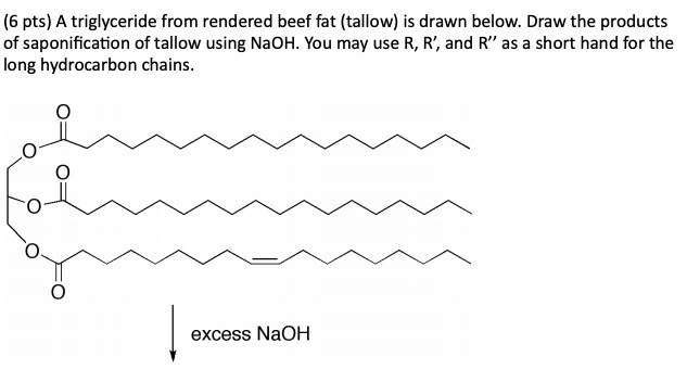 Solved Draw the products of saponification of the tallow | Chegg.com
