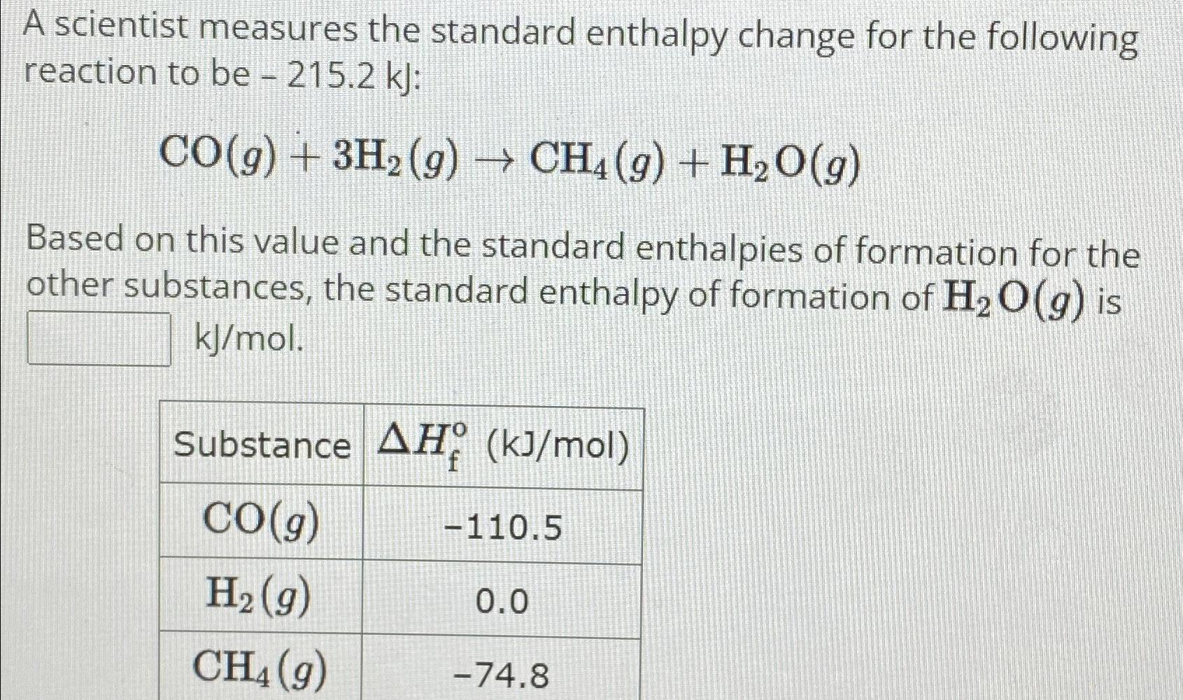 Solved A scientist measures the standard enthalpy change for | Chegg.com