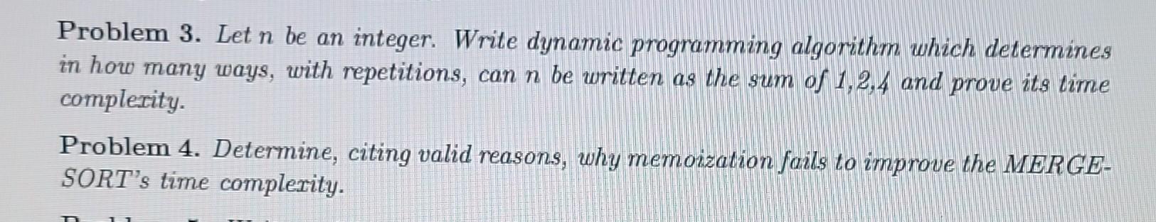 Solved Problem 3 Let N Be An Integer Write Dynamic