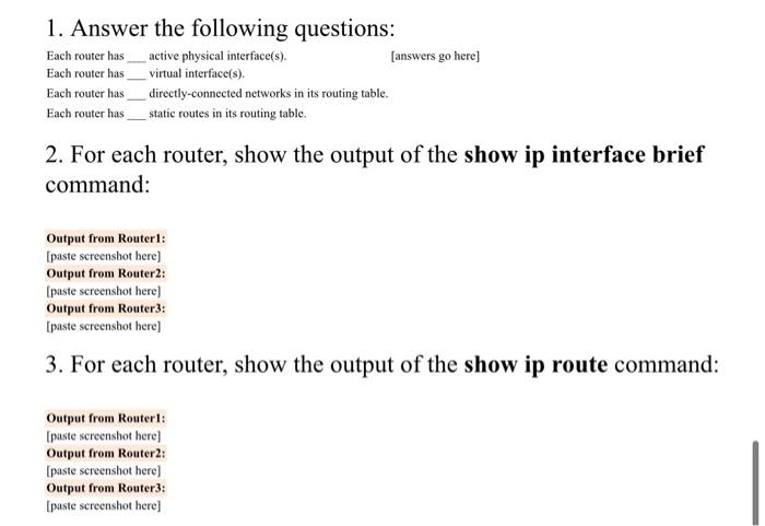 Solved Assignment 2: Static Routing Student Name: Class | Chegg.com