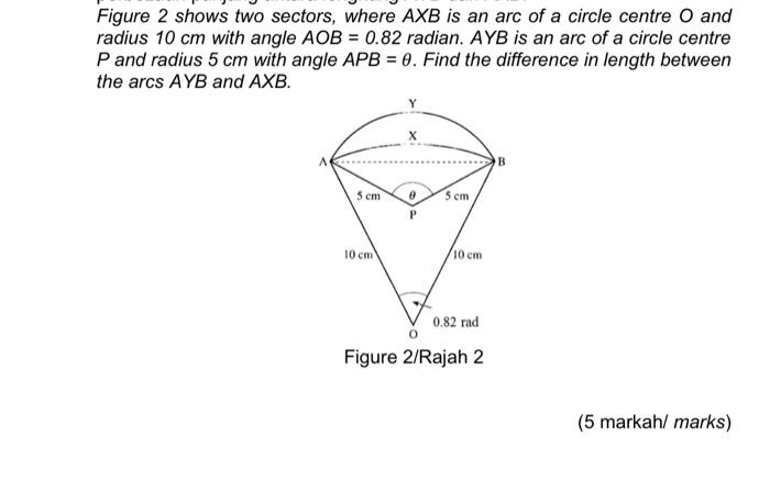 Solved Figure 2 shows two sectors, where AXB is an arc of a | Chegg.com