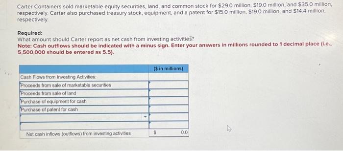 Solved Carter Containers sold marketable equity securities, | Chegg.com