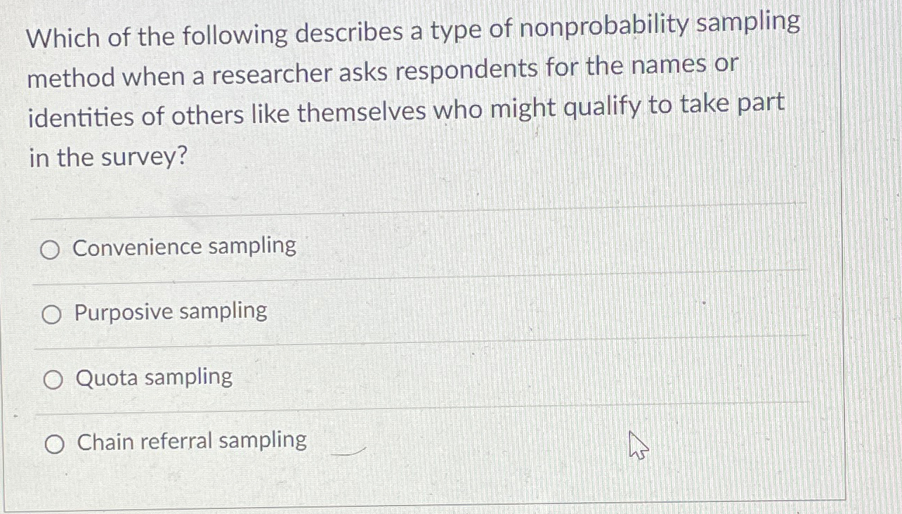 Solved Which of the following describes a type of | Chegg.com