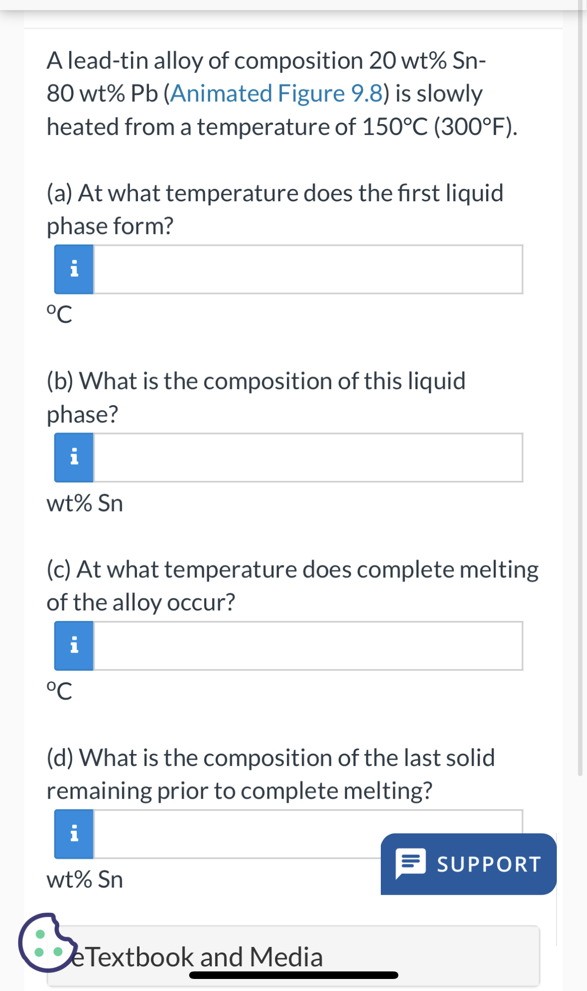 Solved A lead-tin alloy of composition 20wt% ﻿Sn80 ﻿wt% ﻿Pb | Chegg.com