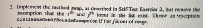 Solved 2. Implement the method swap, as described in | Chegg.com