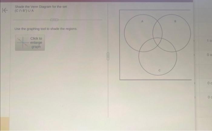 Solved Shade the Venn Disgram for the set (c∩B)∪A Use the | Chegg.com