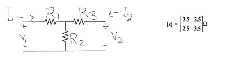 Solved FInd the resistor values given the z parameters. | Chegg.com