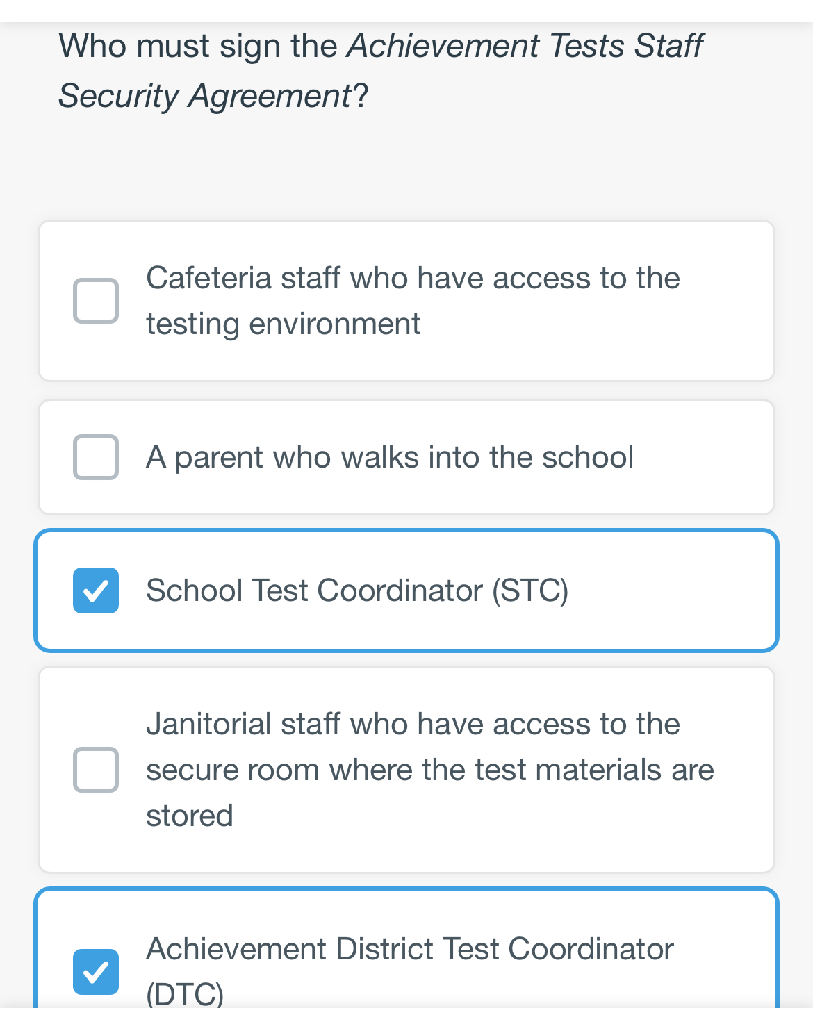 Solved YWho must sign the Achievement Tests Staff Security | Chegg.com Solved YWho must sign the Achievement Tests Staff Security | Chegg.com