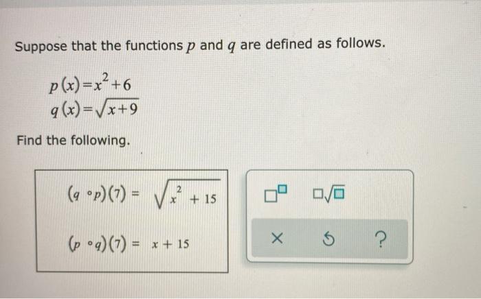 Solved Suppose that the functions p and q are defined as | Chegg.com