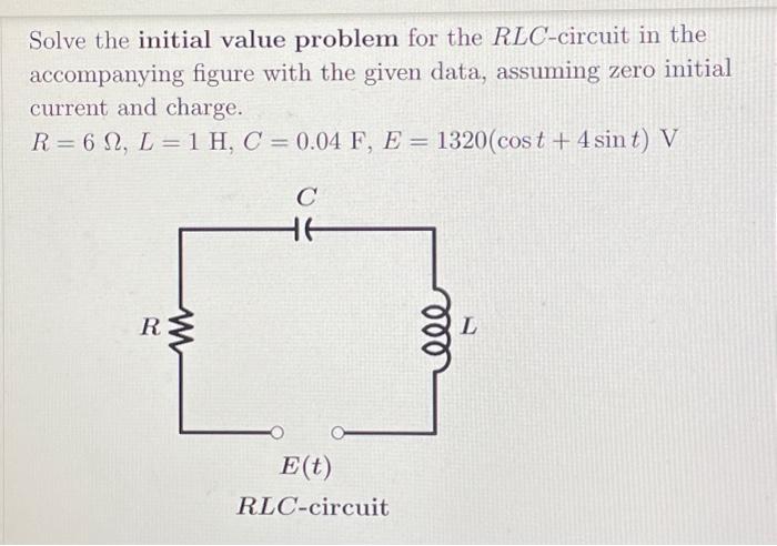 Solved Solve the initial value problem for the RLC-circuit | Chegg.com