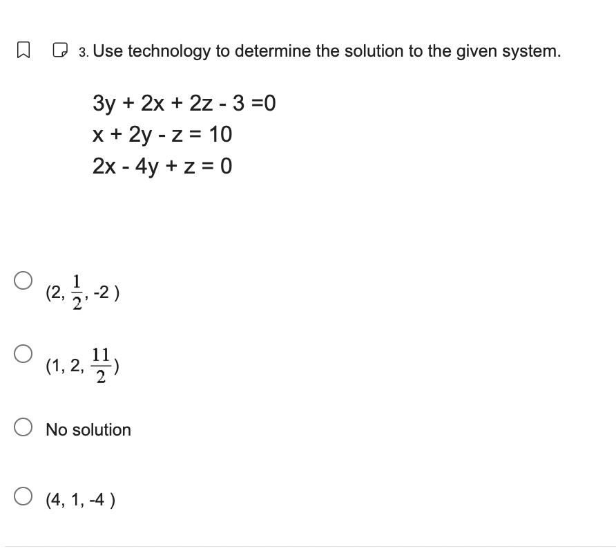 Solved Use technology to determine the solution to the given | Chegg.com