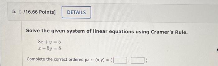 Solved Solve the given system of linear equations using | Chegg.com