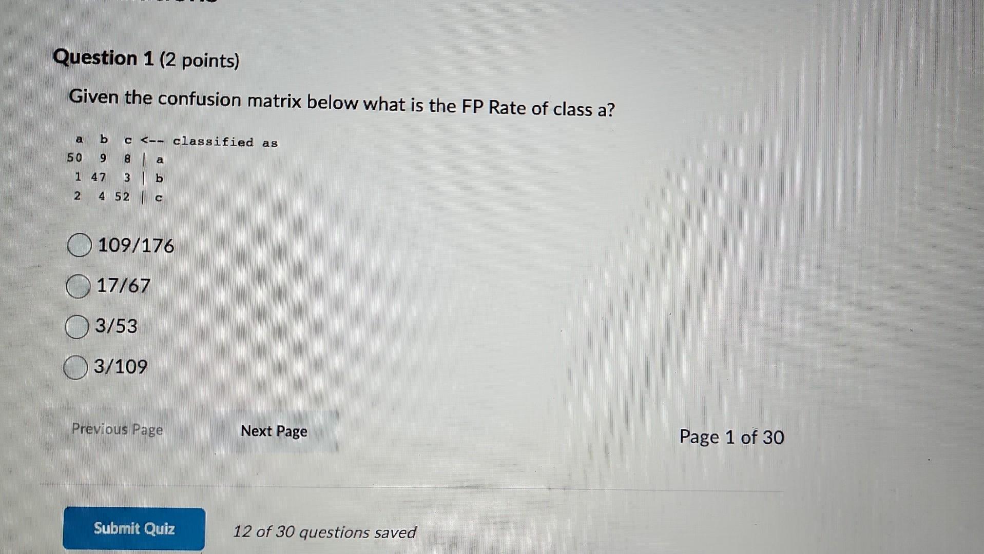 Solved Given the confusion matrix below what is the FP Rate | Chegg.com