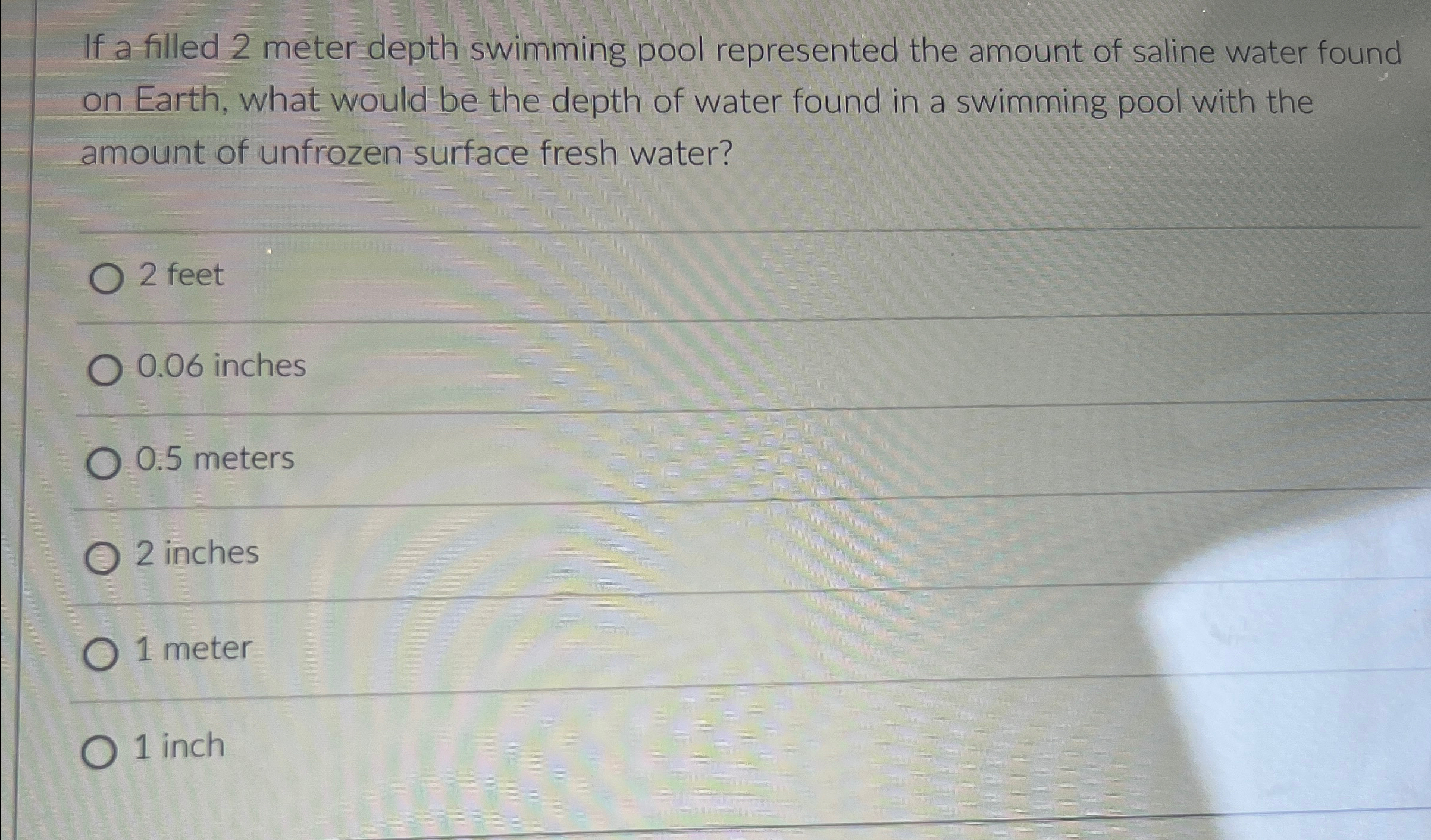 If a filled 2 ﻿meter depth swimming pool represented | Chegg.com