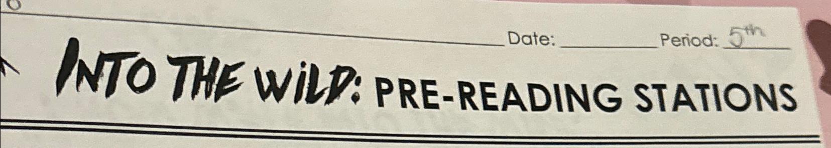NTO THE WILD: PRE-READING STATIONS | Chegg.com