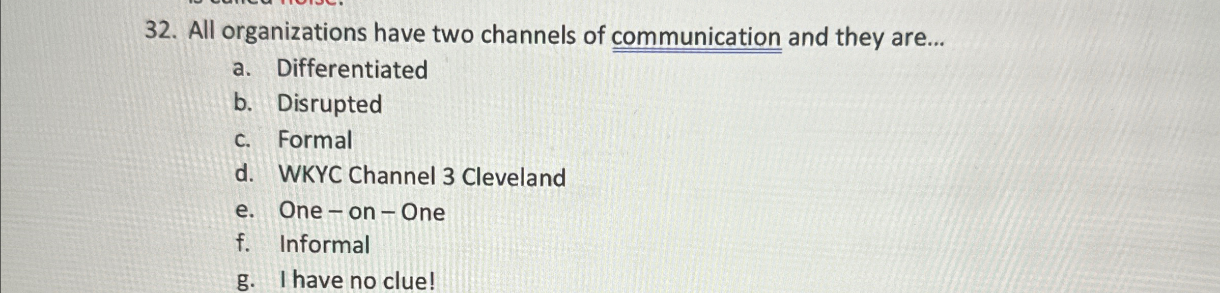 Solved All organizations have two channels of communication | Chegg.com