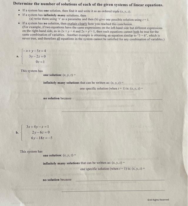 Solved Determine the number of solutions of each of the | Chegg.com