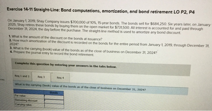 Solved Exercise 14-11 Straight-Line: Bond computations, | Chegg.com