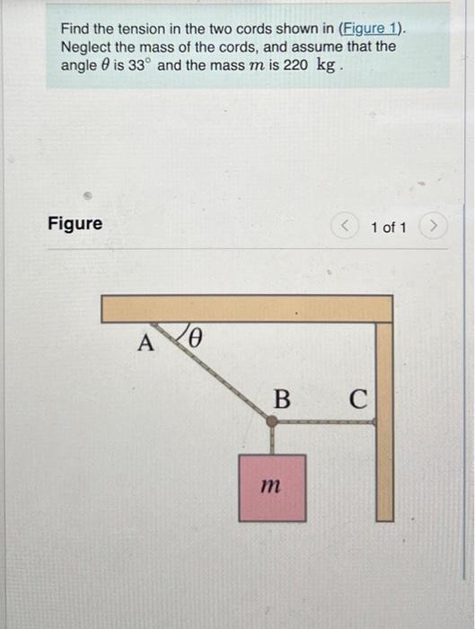 Solved Find the tension in the two cords shown in (Figure | Chegg.com