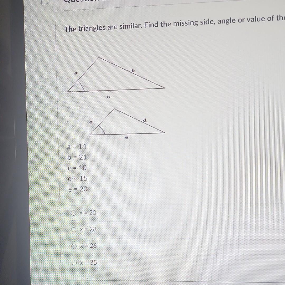 Solved The triangles are similar. Find the missing side, | Chegg.com