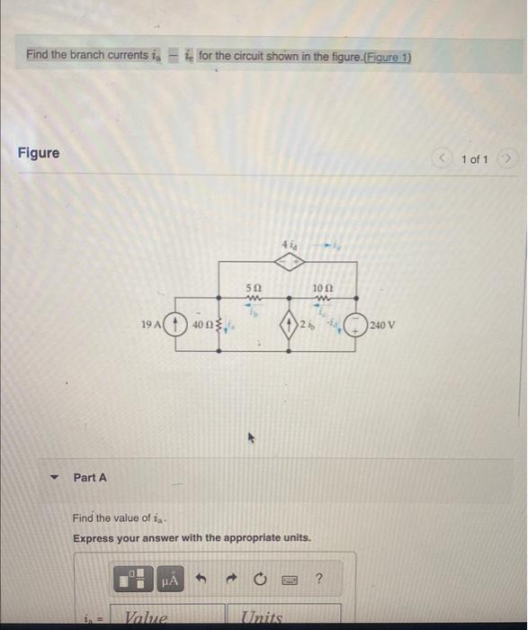Solved Find the branch currents ia−ie for the circuit shown | Chegg.com
