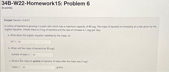 Solved 34b W22 Homework15 Problem 6 2 Points Cooper