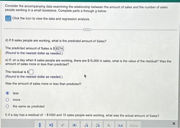 Solved ount of sales and the number of sales answer box to | Chegg.com