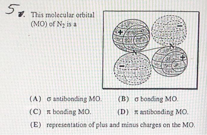 Solved . This molecular orbital (MO) of N2 is a (A) σ | Chegg.com